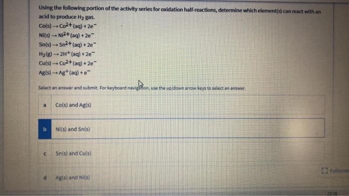 Solved Using the following portion of the activity series | Chegg.com