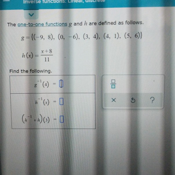 Solved Inverse Funci Linear The One To One Functions G And 