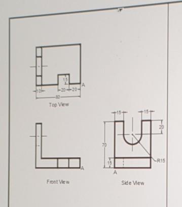 Solved Given front, top and side views, use AutoCAD to draw | Chegg.com