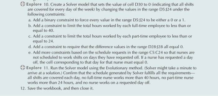 Explore 10. Create a Solver model that sets the value | Chegg.com
