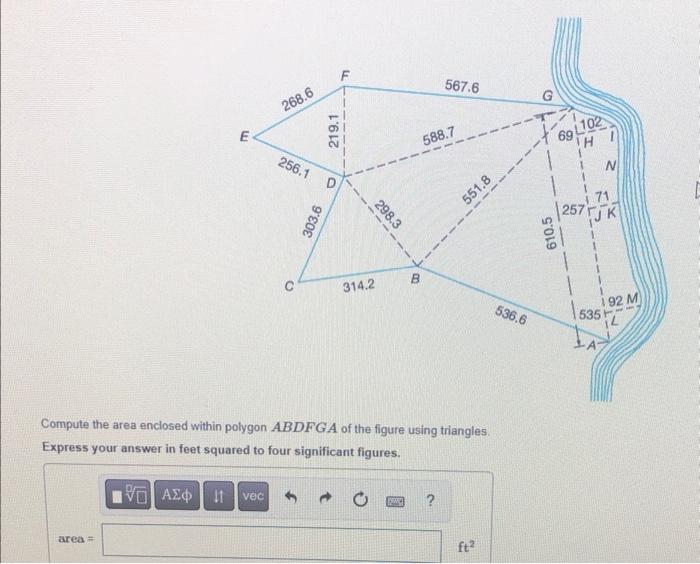 Solved Compute the area enciosed within polygon ABDFGA of | Chegg.com