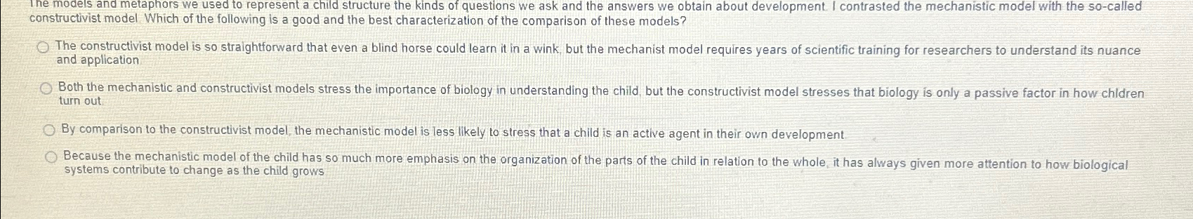 Solved constructivist model Which of the following is a good | Chegg.com