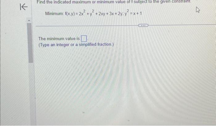 Solved Find the indicated maximum or minimum value of f | Chegg.com