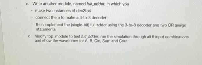 Solved Use the HDLBits simulation platform to complete the | Chegg.com