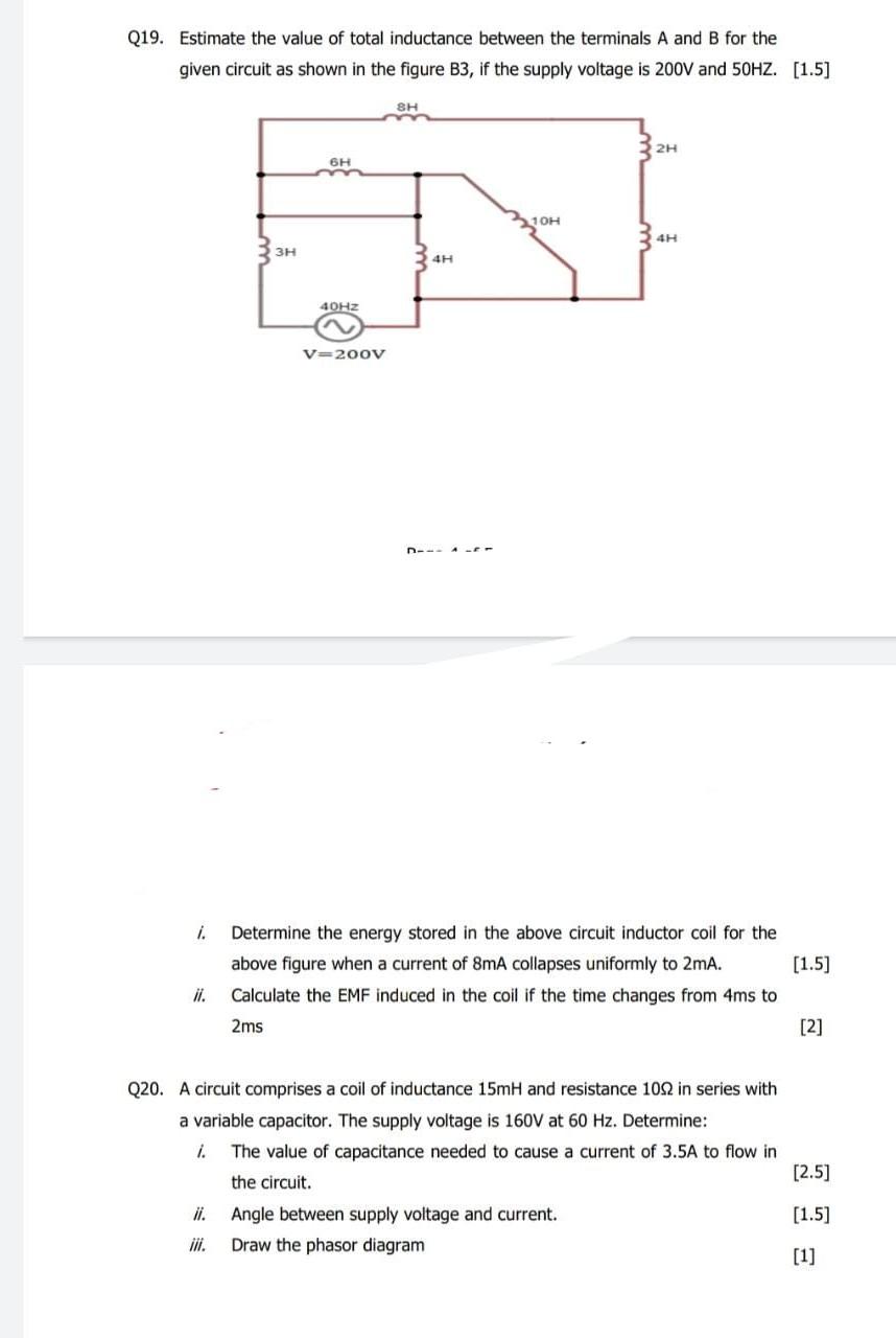 Solved Q19. Estimate the value of total inductance between | Chegg.com