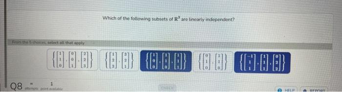Solved Which of the following subsets of R3 are tinearly | Chegg.com