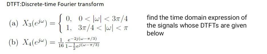 Solved find the time domain expression of the signals whose | Chegg.com