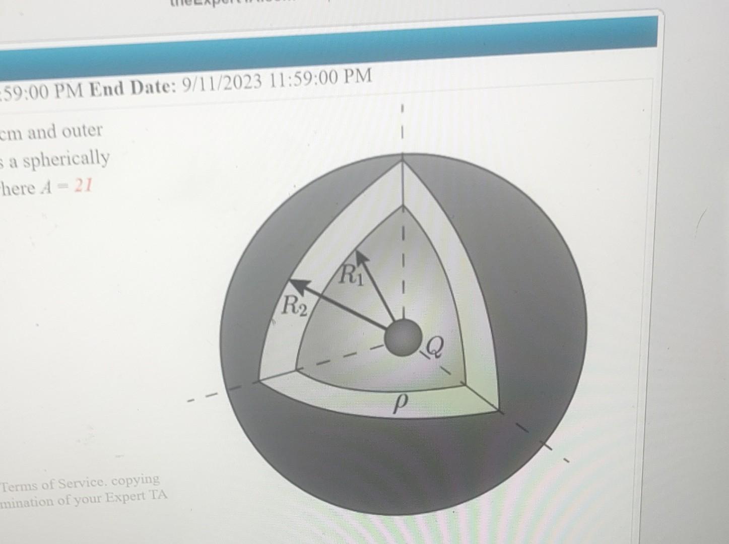 Solved (14\%) Problem 6: A hollow non-conducting spherical | Chegg.com