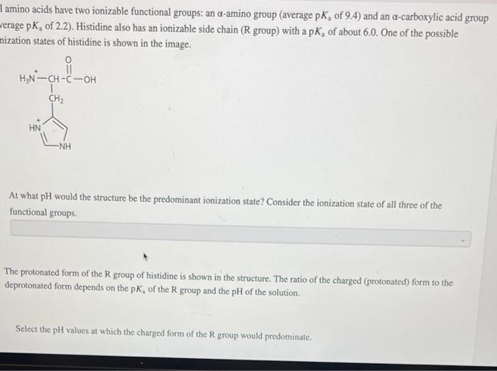 Solved I amino acids have two ionizable functional groups: | Chegg.com