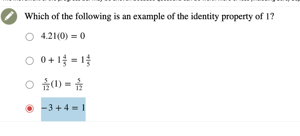 Solved Which of the following is an example of the identity | Chegg.com