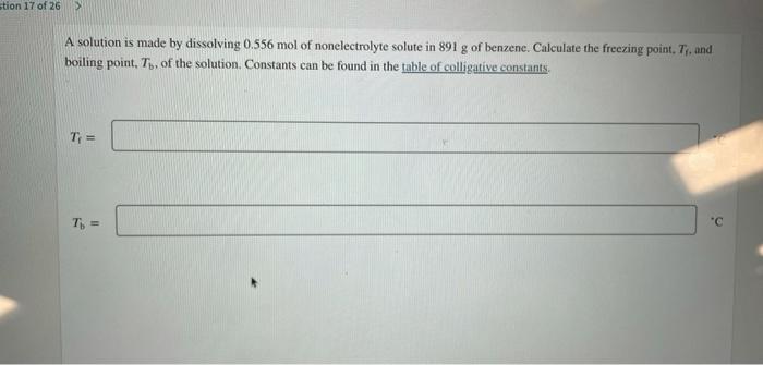 Solved Colligative con: Constants for freezing-point | Chegg.com
