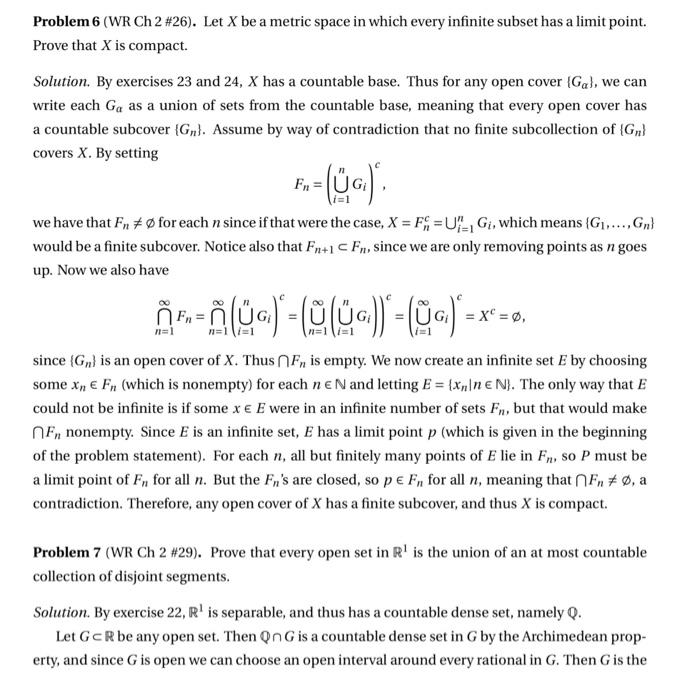 Solved Problem 6 (WR Ch 2 #26). Let X be a metric space in | Chegg.com