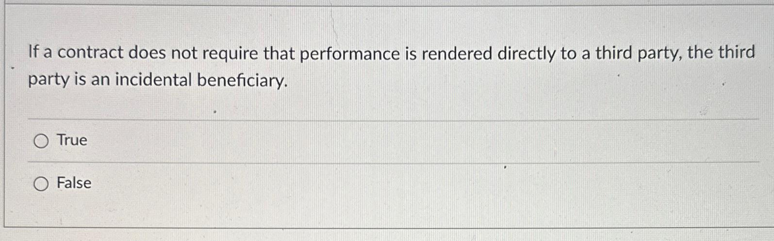 Solved If a contract does not require that performance is | Chegg.com