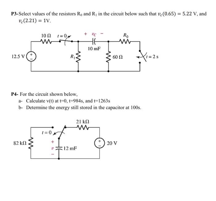 Solved P3-Select values of the resistors R0 and R1 in the | Chegg.com