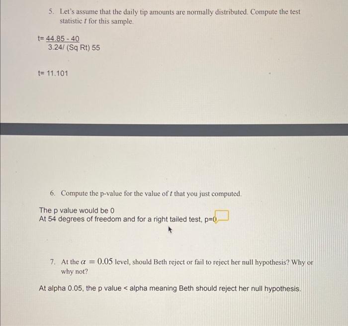 Solved In the previous homework you helped Beth conduct a | Chegg.com