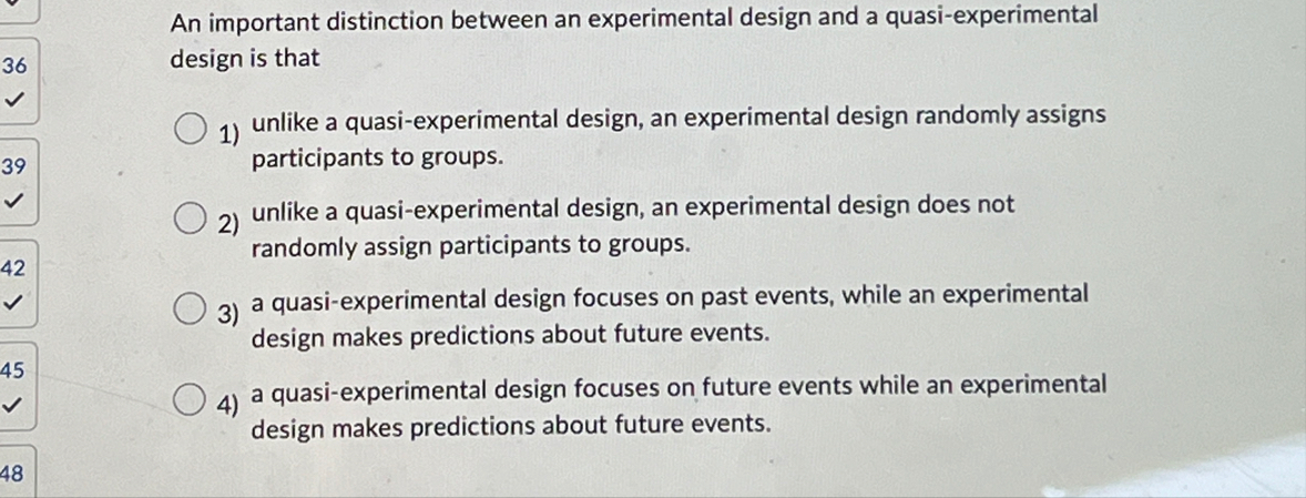 Solved An important distinction between an experimental | Chegg.com