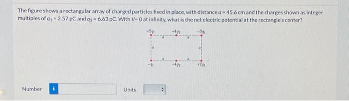 Solved The figure shows a rectangular array of charged | Chegg.com