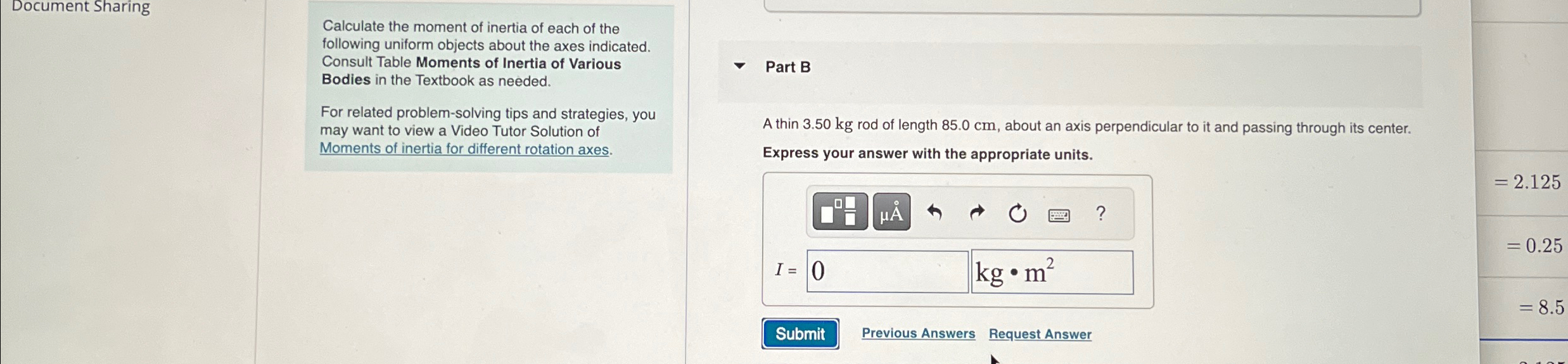 Solved Document SharingCalculate the moment of inertia of | Chegg.com