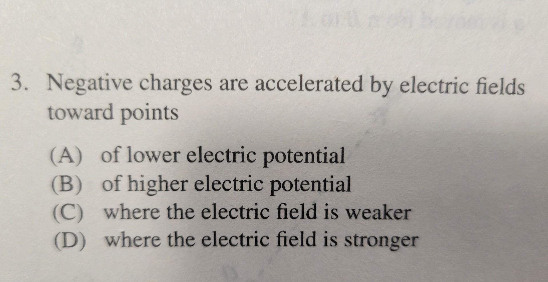 Solved 3. Negative charges are accelerated by electric | Chegg.com