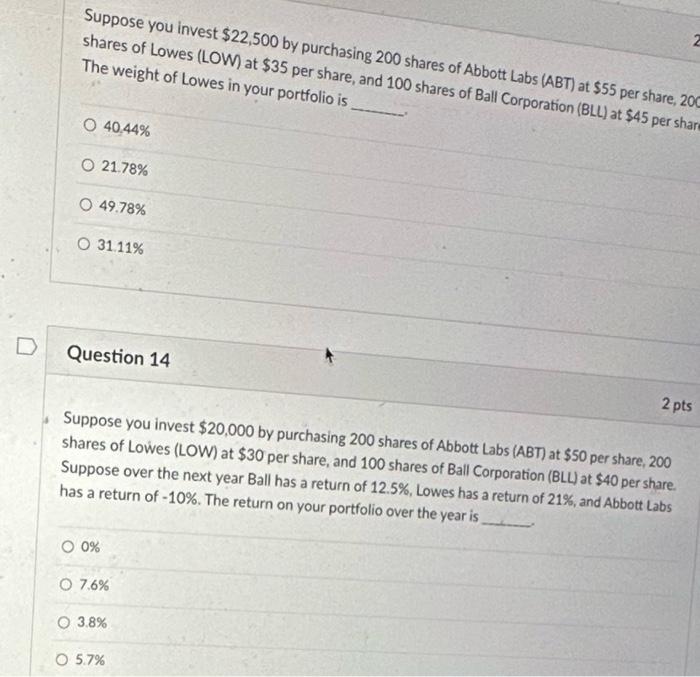 Solved Suppose you invest $22,500 by purchasing 200 shares | Chegg.com