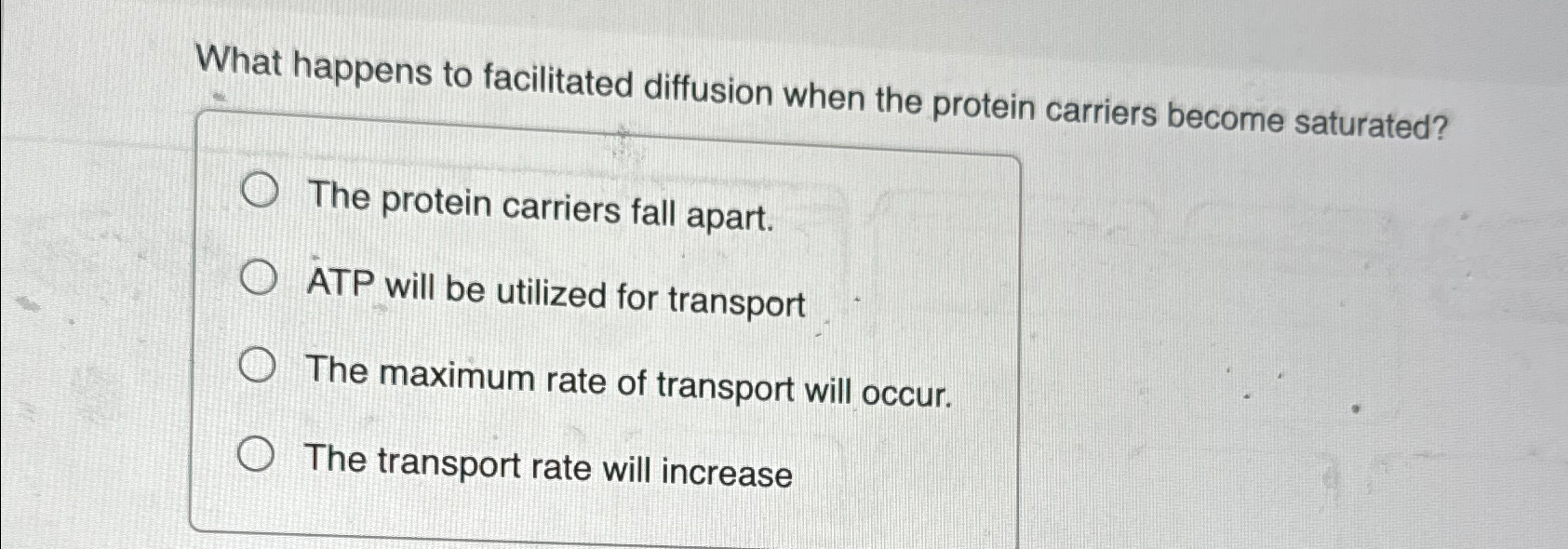 Solved What happens to facilitated diffusion when the | Chegg.com
