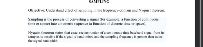 Solved SAMPLING Objective: Understand effect of sampling in | Chegg.com