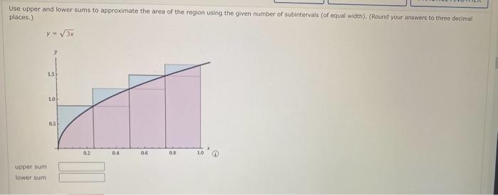 Solved Use upper and lower sums to approximate the area of | Chegg.com
