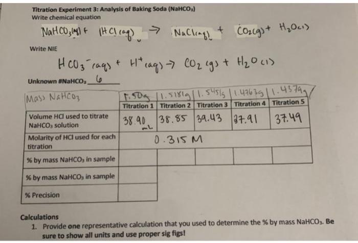 Solved Titration Experiment 3: Analysis of Baking Soda | Chegg.com