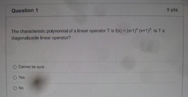 Solved The characteristic polynomial of a linear operator T | Chegg.com