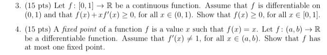 Solved 3. (15 pts) Let f:[0,1]→R be a continuous function. | Chegg.com