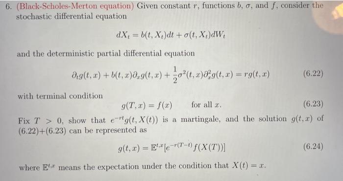 Solved (Black-Scholes-Merton equation) Given constant r, | Chegg.com