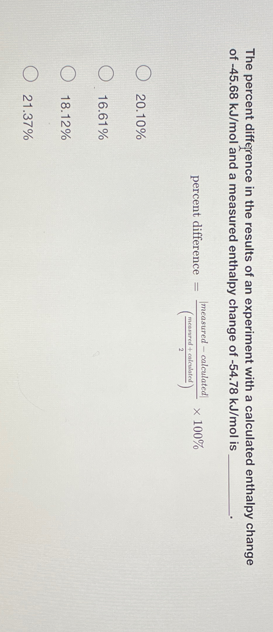 Solved The percent differrence in the results of an | Chegg.com