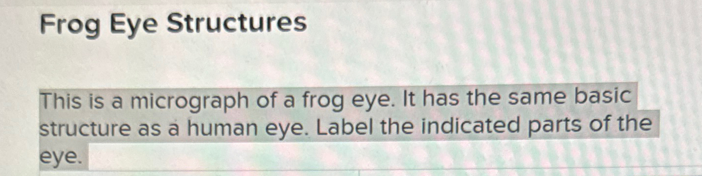 Solved Frog Eye StructuresThis is a micrograph of a frog | Chegg.com