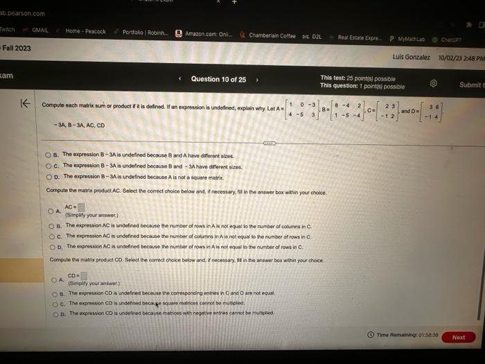 Solved −3,B−3A,AC,CD B. The expressien B−3 A is undefined | Chegg.com