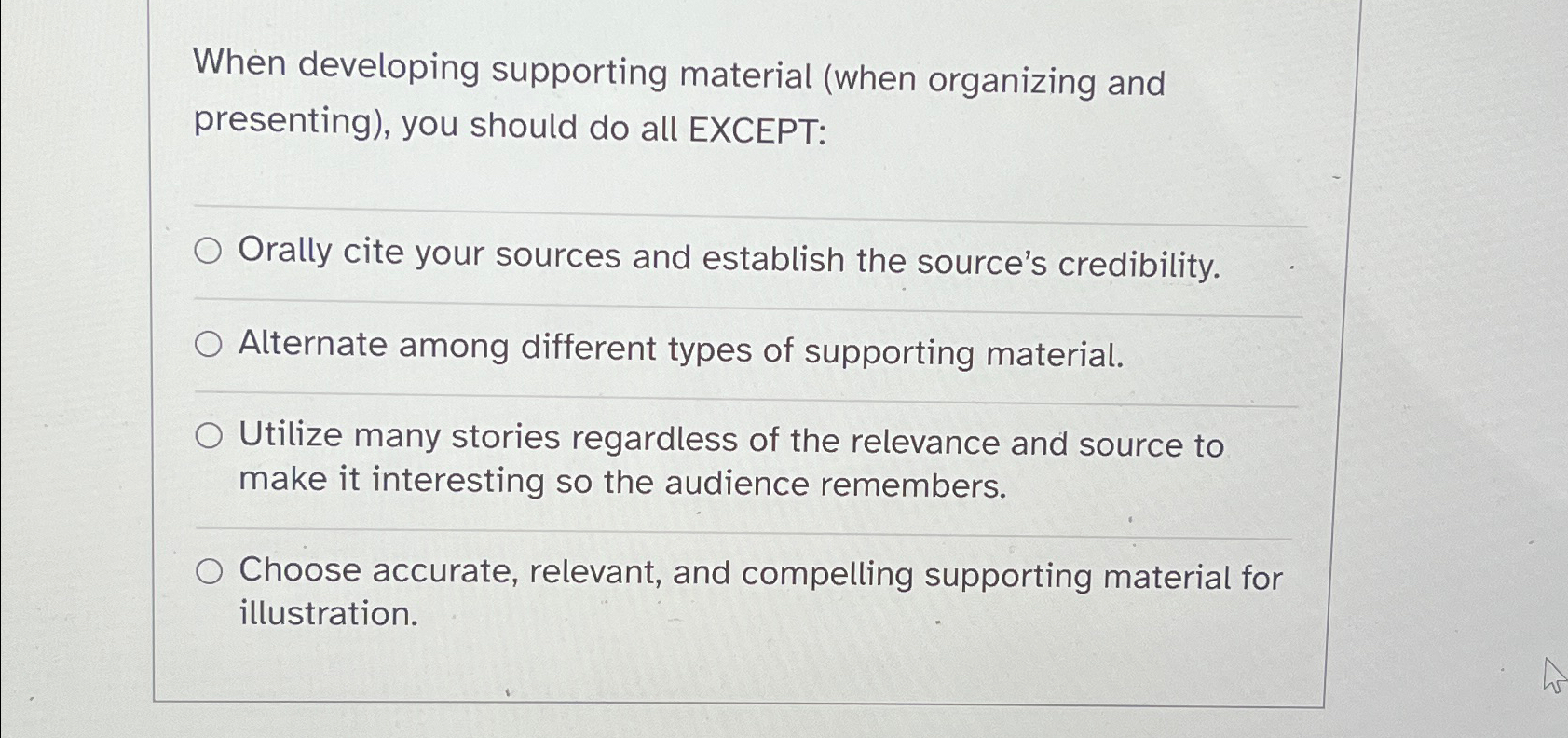 Solved When developing supporting material (when organizing | Chegg.com