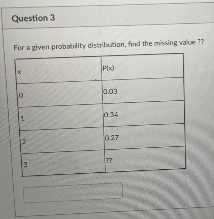 Question 3 For a given probability distribution, find | Chegg.com