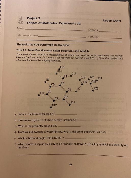 Solved Project 2 Shapes of Molecules: Experiment 2B Report | Chegg.com