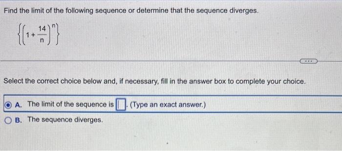 Solved find the limit of the following sequence or determine | Chegg.com