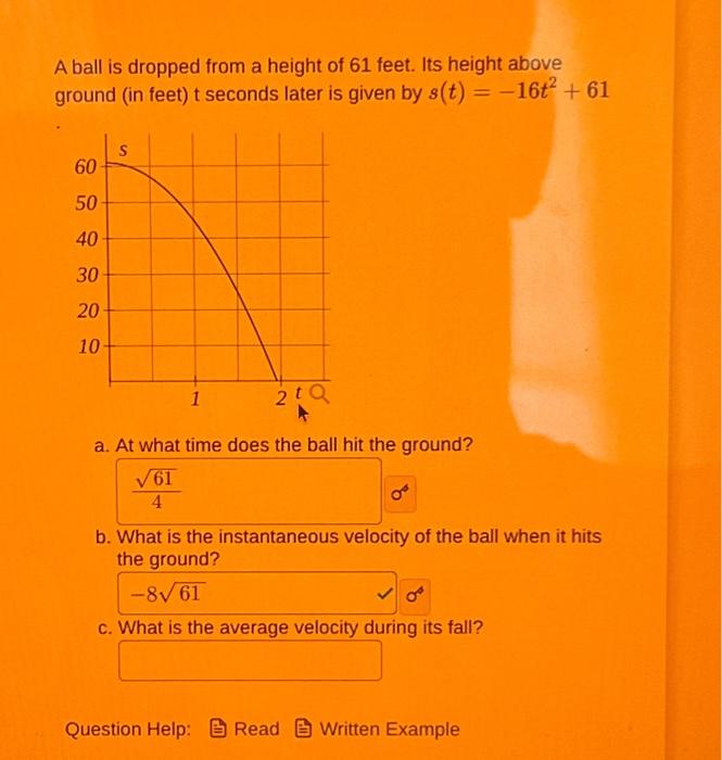 Solved A ball is dropped from a height of 61 feet. Its | Chegg.com