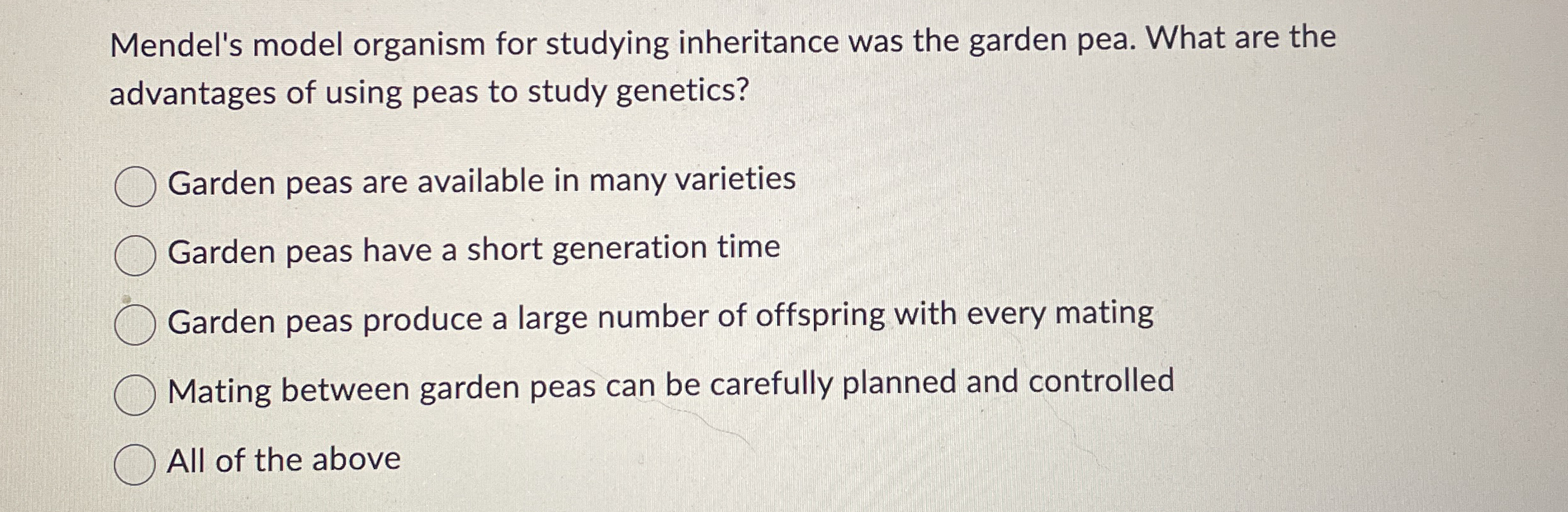 Solved Mendel's model organism for studying inheritance was | Chegg.com