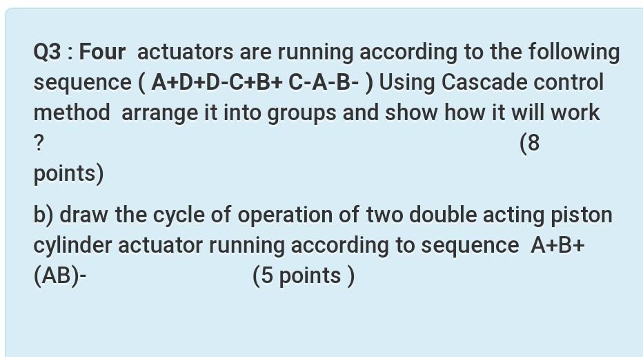 Solved Q3 : Four actuators are running according to the | Chegg.com
