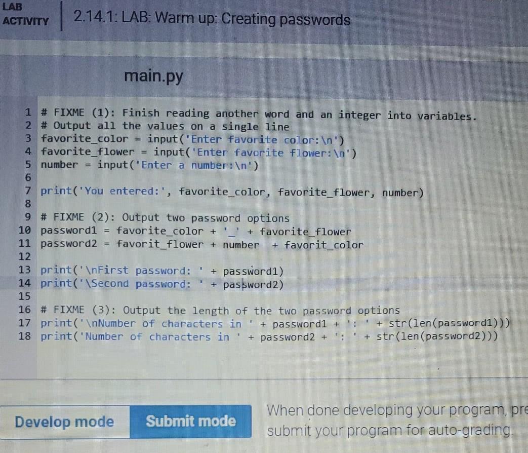 Solved 2 14 Lab Warm Up Creating Passwords 1 Prompt The
