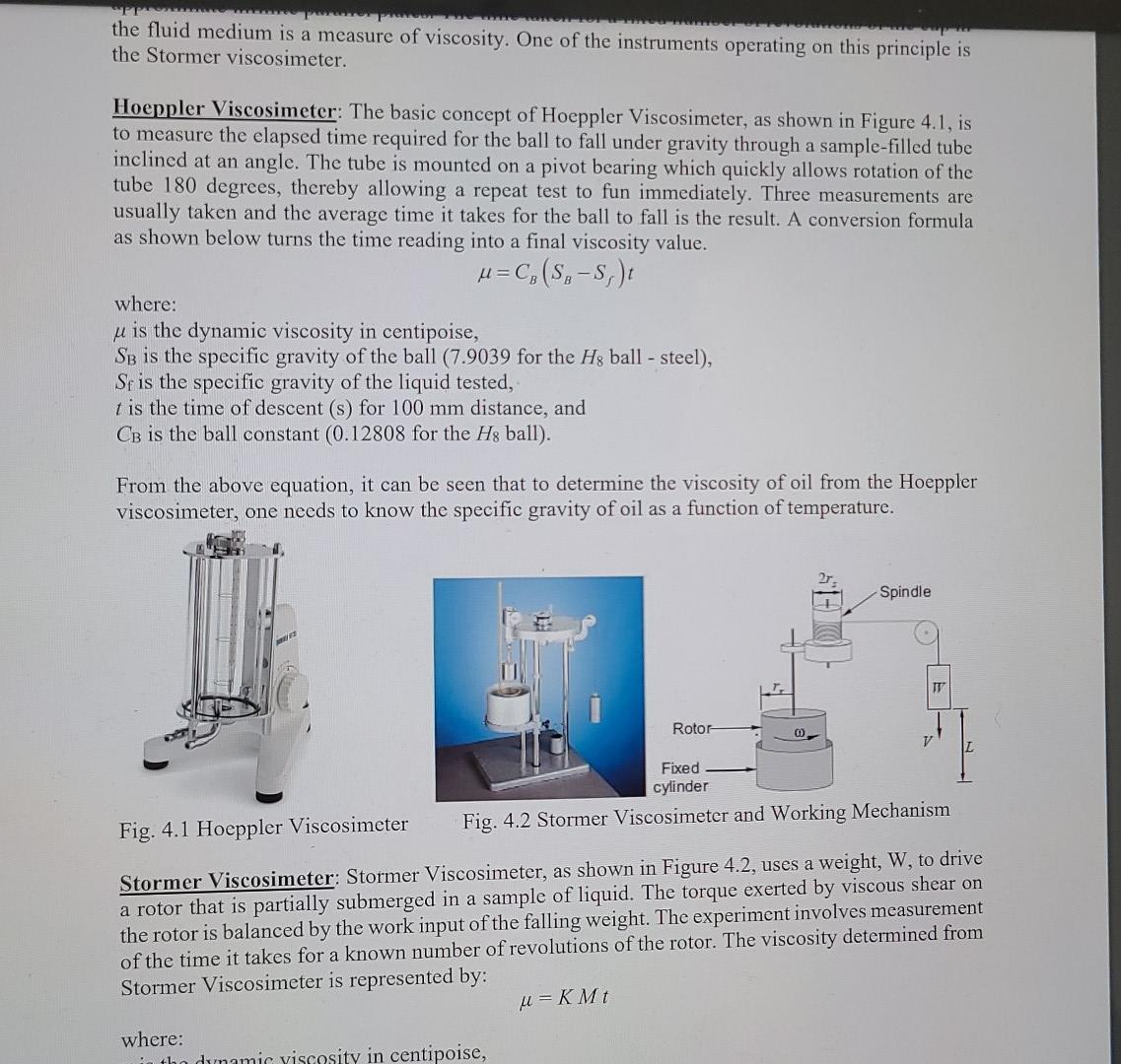 Solved Lab 4 Viscosity Measurements Objective: Determine the | Chegg.com