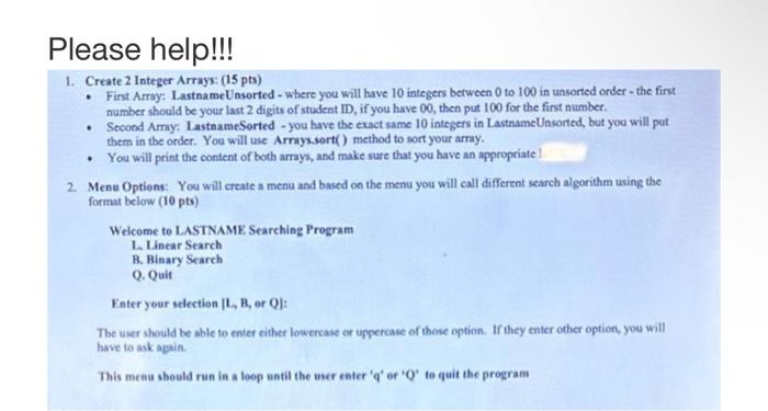 Solved 1 Create 2 Integer Arrays 15 Pts First Amray 0549