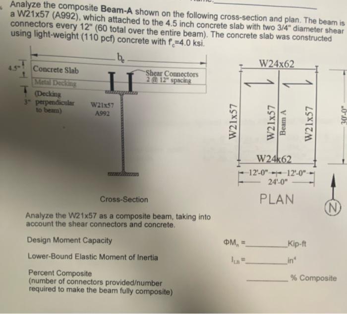Solved Analyze the composite Beam-A shown on the following | Chegg.com
