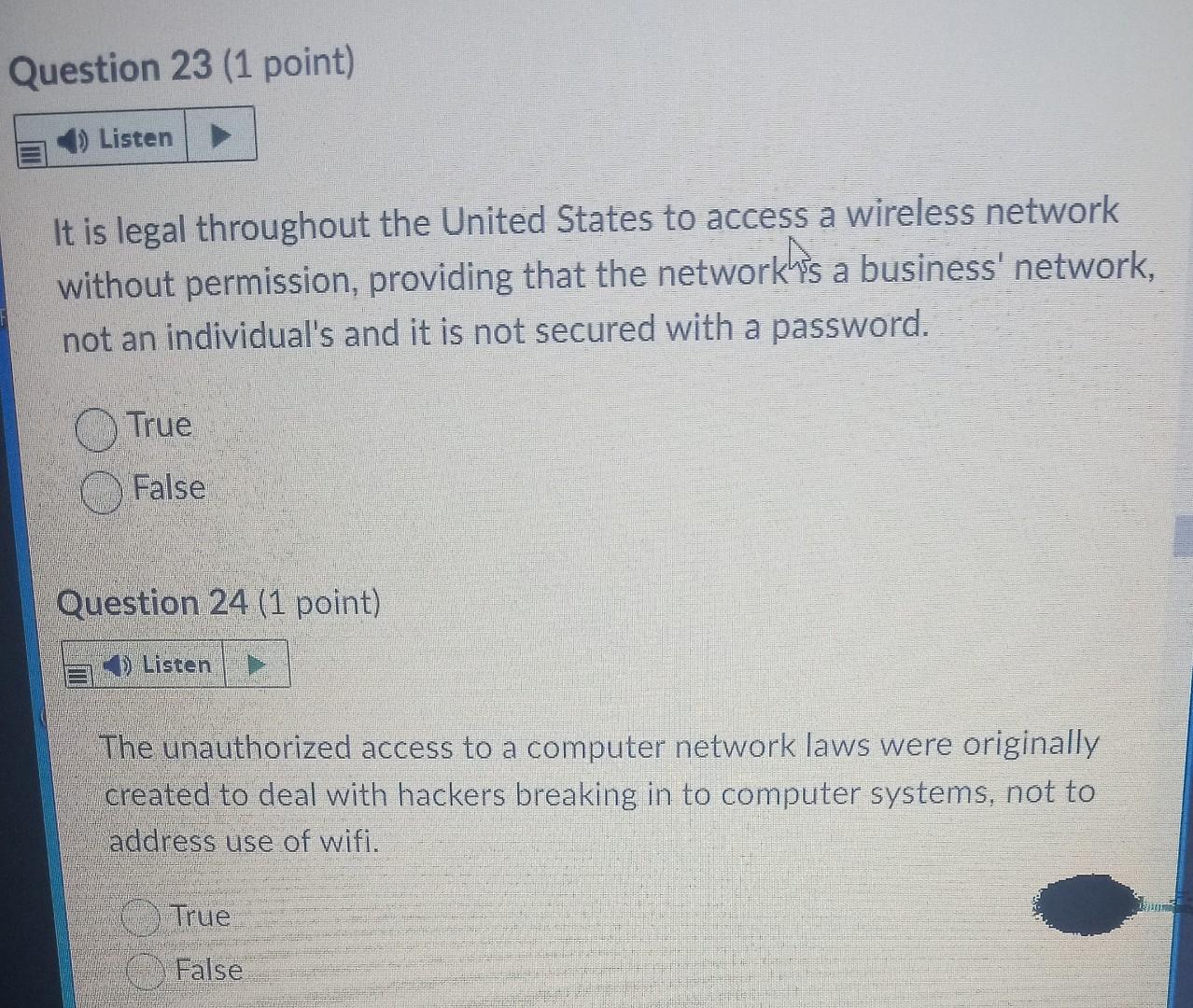Solved It is legal throughout the United States to access a | Chegg.com