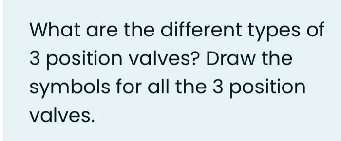 Solved What are the different types of 3 position valves? | Chegg.com