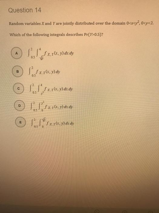 Solved Question 14 Random variables X and Y are jointly | Chegg.com