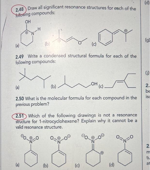 Solved 2.48 Draw all significant resonance structures for | Chegg.com