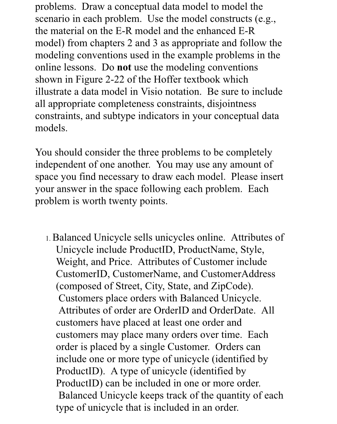 Solved problems. Draw a conceptual data model to model the | Chegg.com